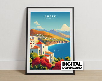 Crete Travel Poster, Elafonisi Beach Poster, Greece Poster, Crete Wall ...