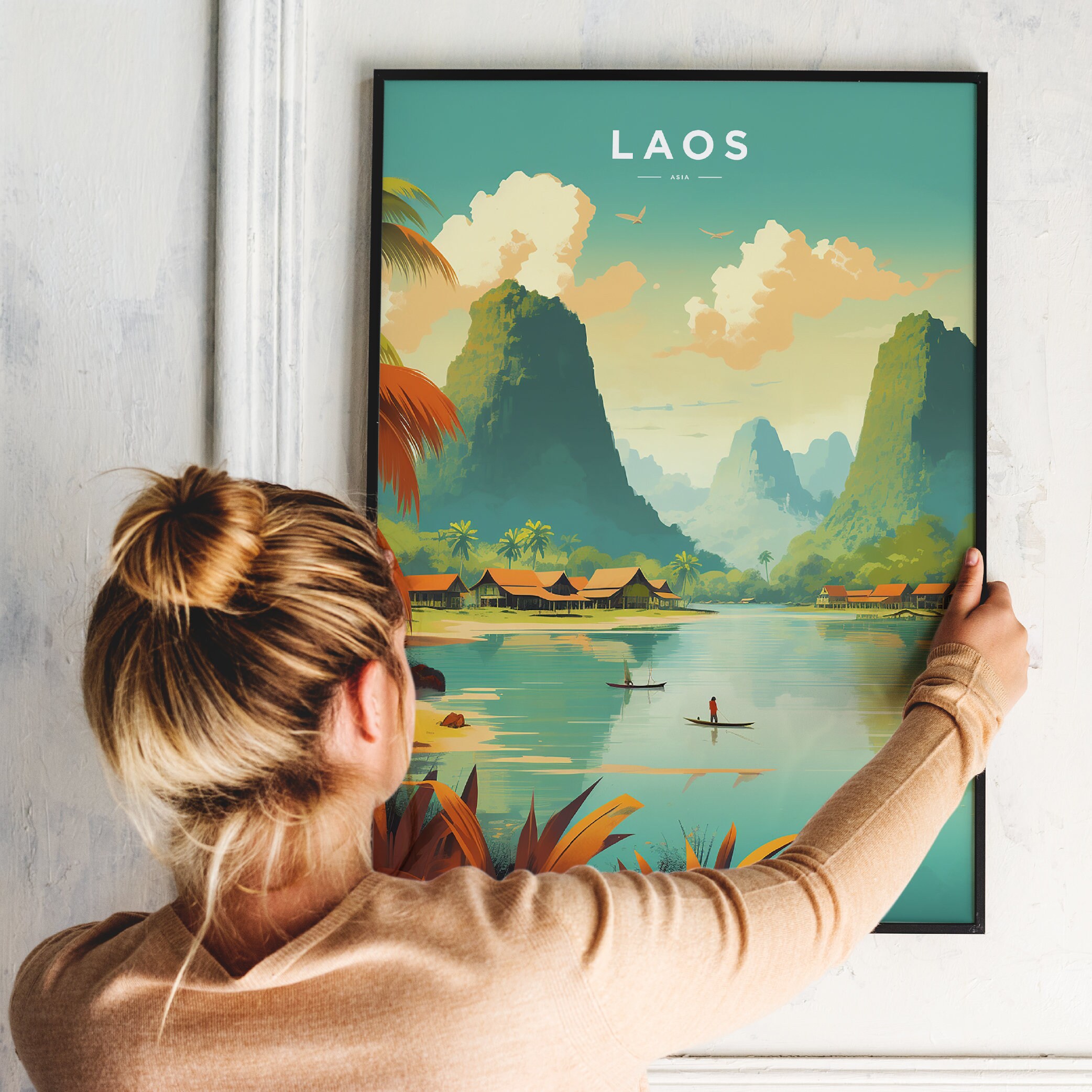 Laos Travel Poster, Laos Poster, Laos Print, Laos, Travel Poster, Laos ...