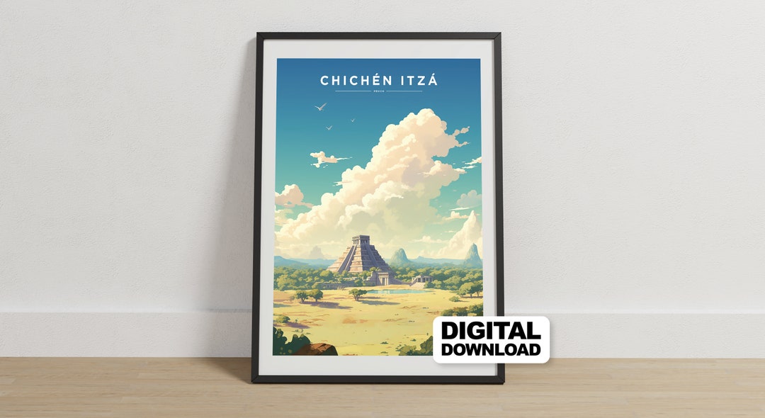 Chichen Itza Print, Chichen Itza Poster, Chichen Itza Art, Mexico Wall ...