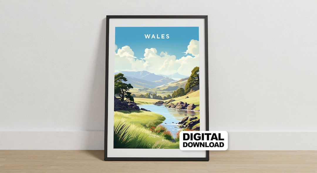 Wales Travel Poster, Travel Poster, Wales Print, Wales Poster, Travel ...