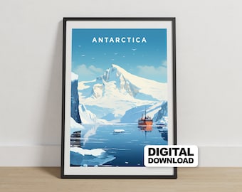 Antarctica Travel Poster Antarctica Poster South Pole Wall Art, the ...