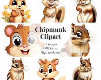 Chipmunk Clipart Baby Chipmunk PNG, Watercolor Squirrel Printable, Cute ...