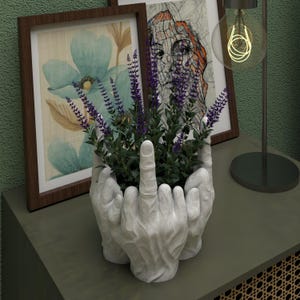 Gothic Middle Finger Planter - Unique Hand Shaped Pot With Drainage ...