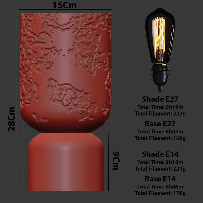 Organic Glow Table Lamp STL - 3D Printed Ambient Light - E27/E14 Lamp ...