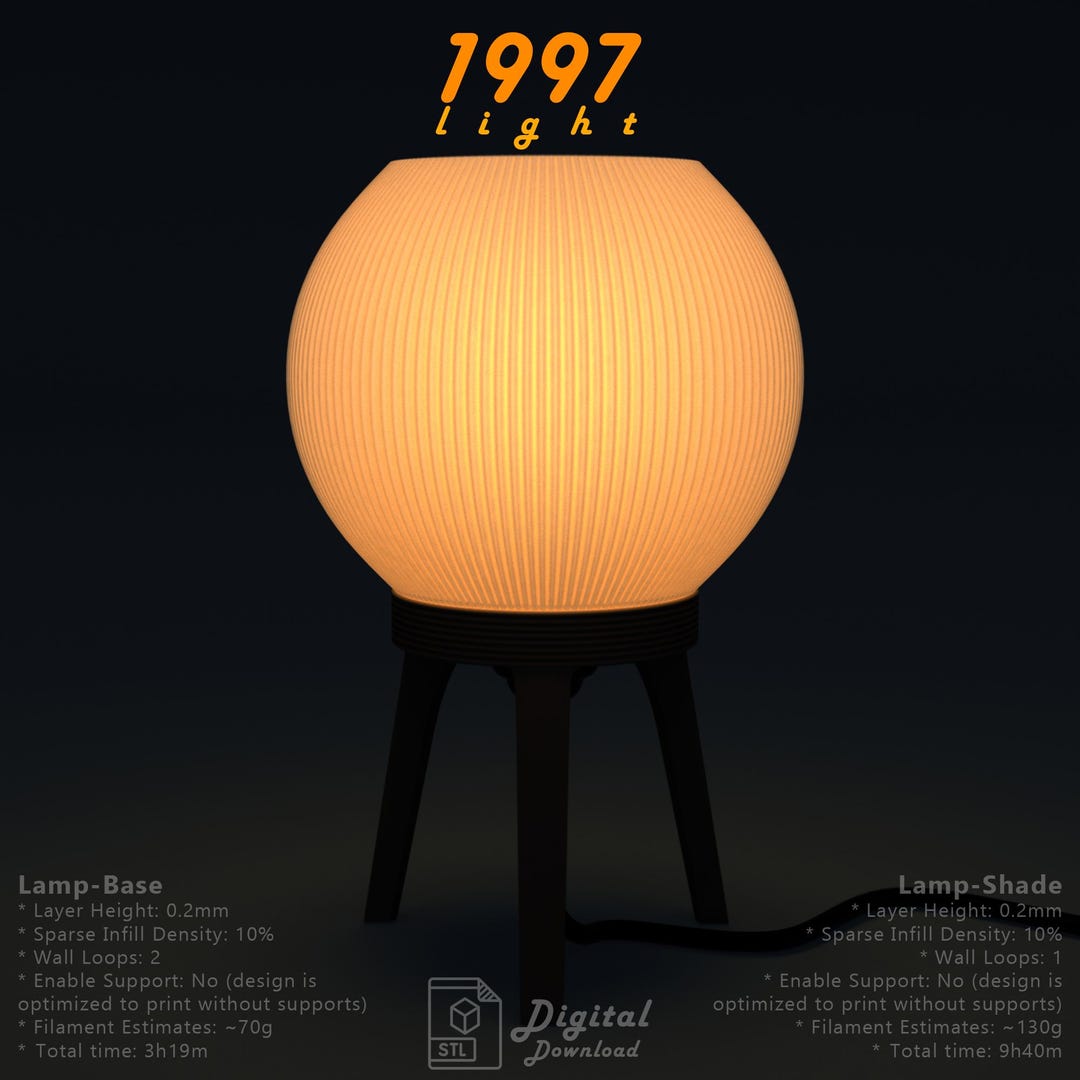 3D Print STL Files - Nordic Ribbed Sphere Lamp - Etsy