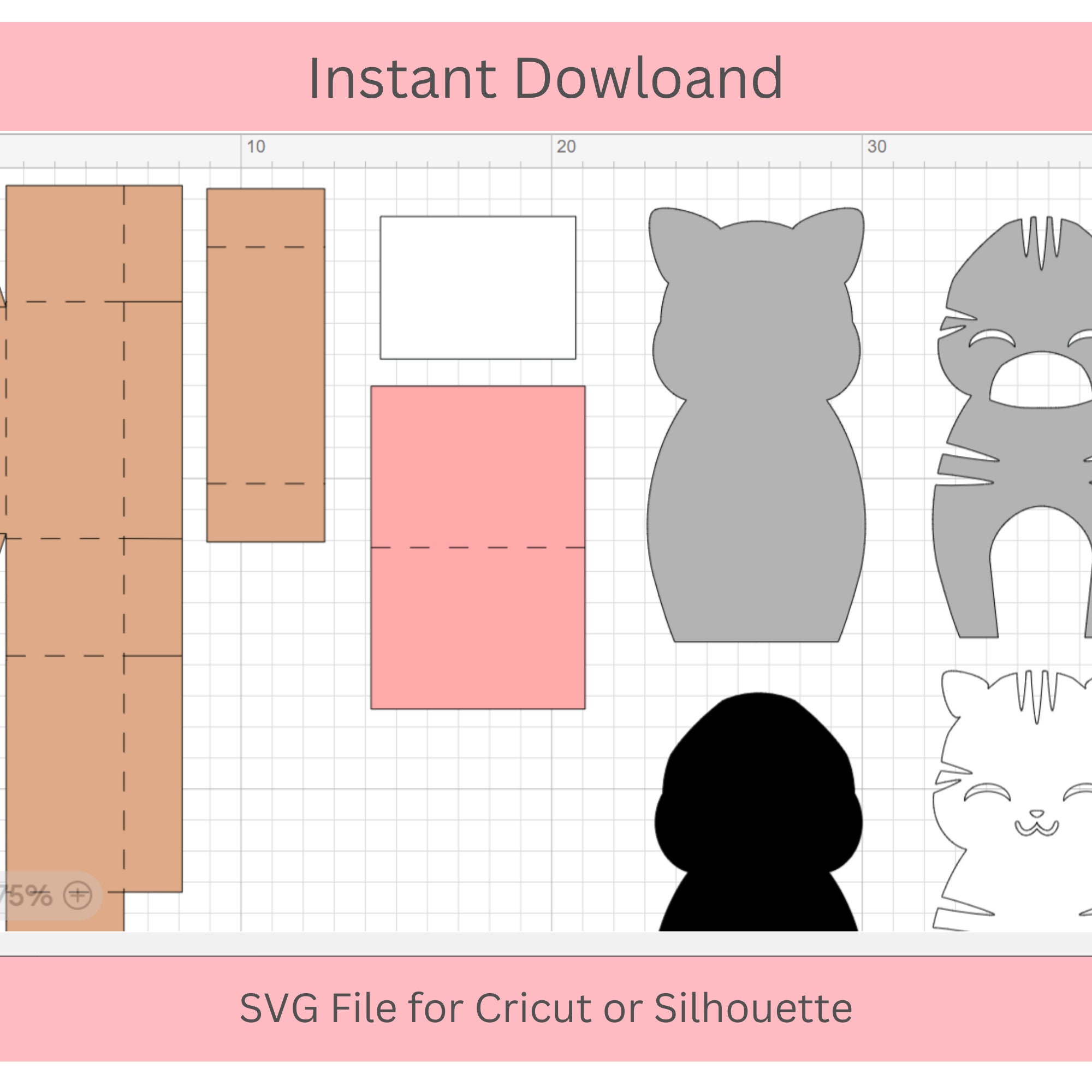 Tabby Cat 3D Box Card / Popup Cards SVG File / Cricut Project - Etsy