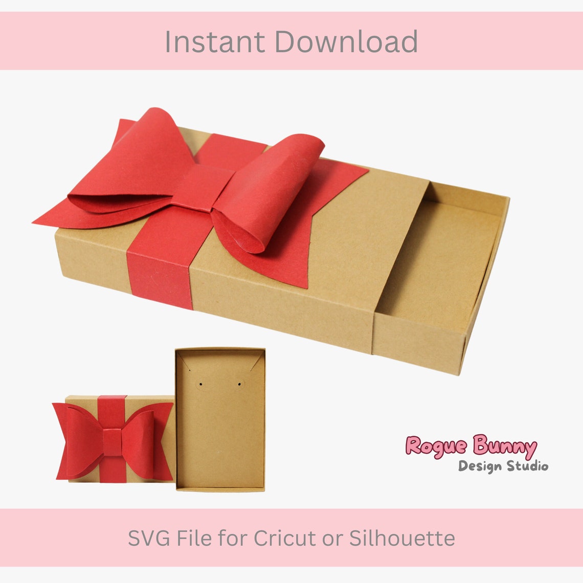 Earring Box Template / Paper Drawer Box With Bow/ 3D Cricut SVG File ...