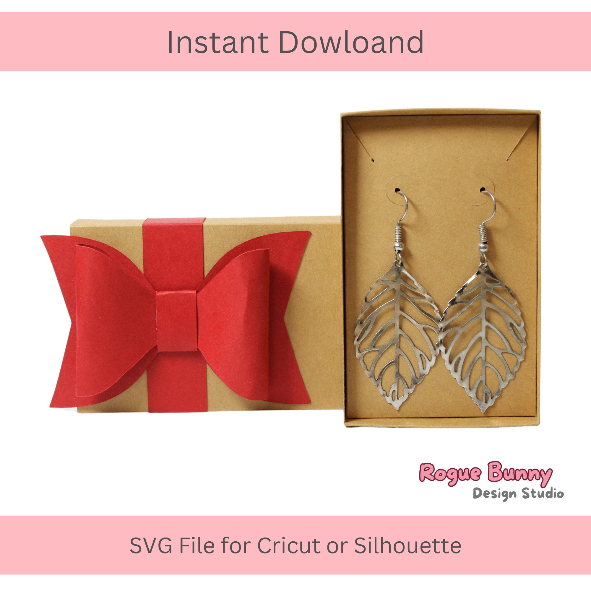 Earring Box Template / Paper Drawer Box With Bow/ 3D Cricut SVG File ...