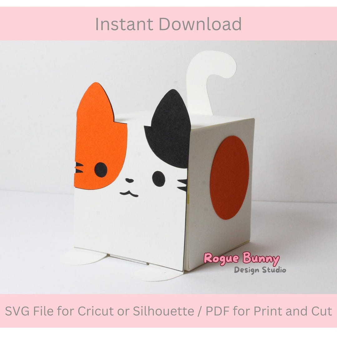 Calico Cat Cupcake Box Papercraft (SVG, PDF) - Etsy