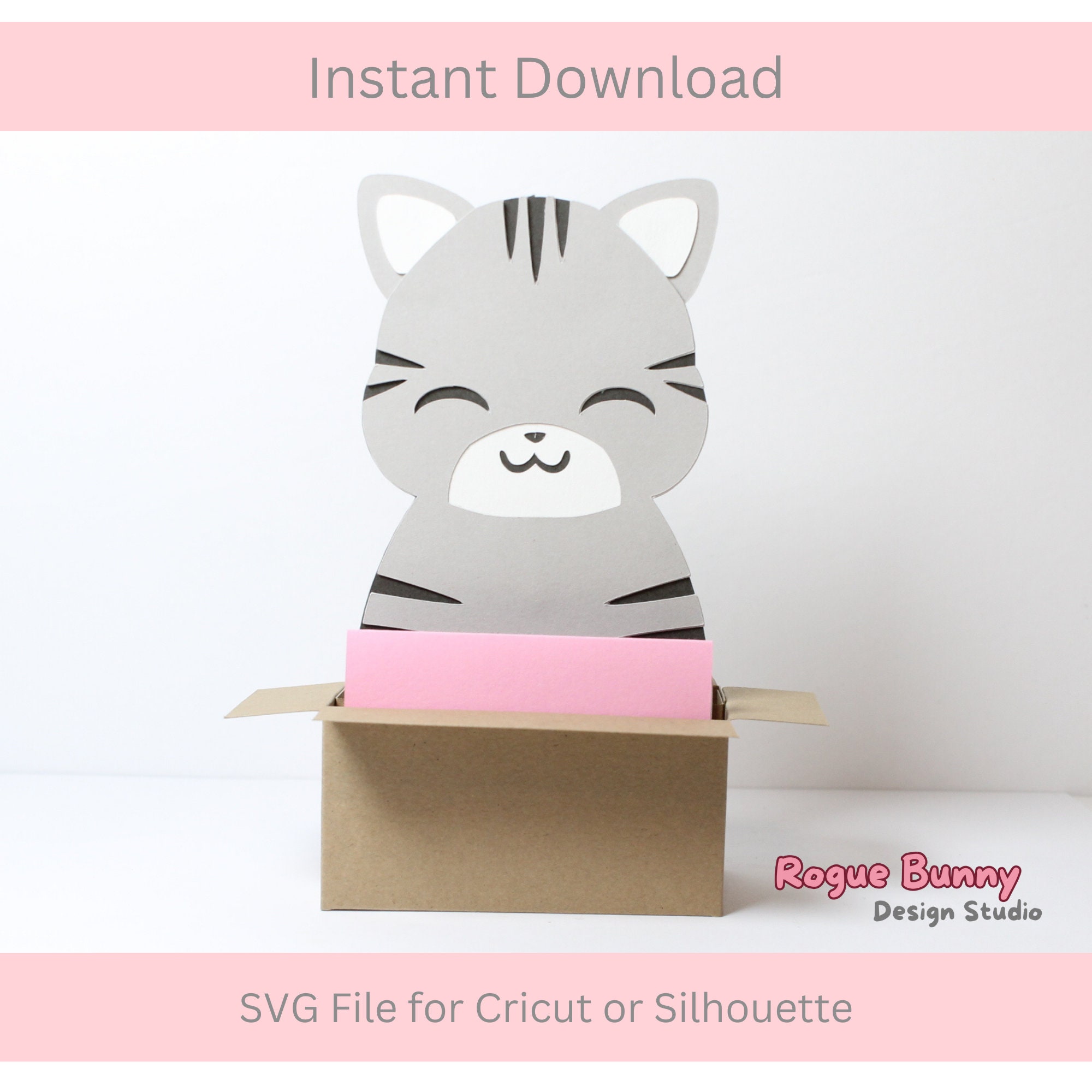 Tabby Cat 3D Box Card / Popup Cards SVG File / Cricut Project - Etsy