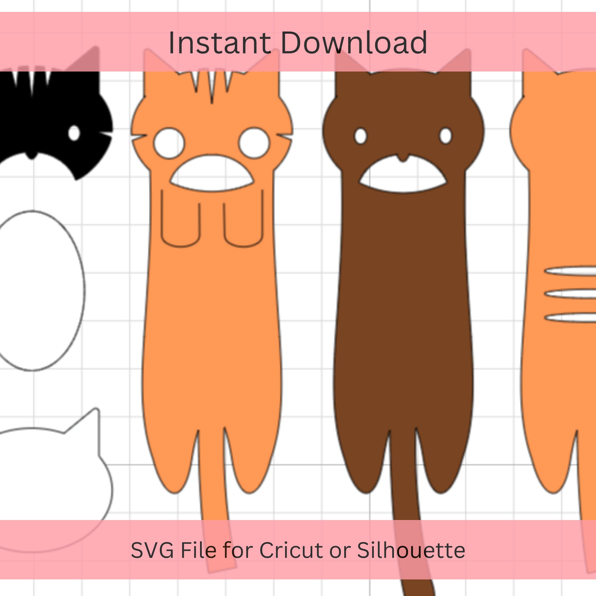 5 Cats Bookmark SVG File Bundle/ Papercraft / Cricut Project - Etsy