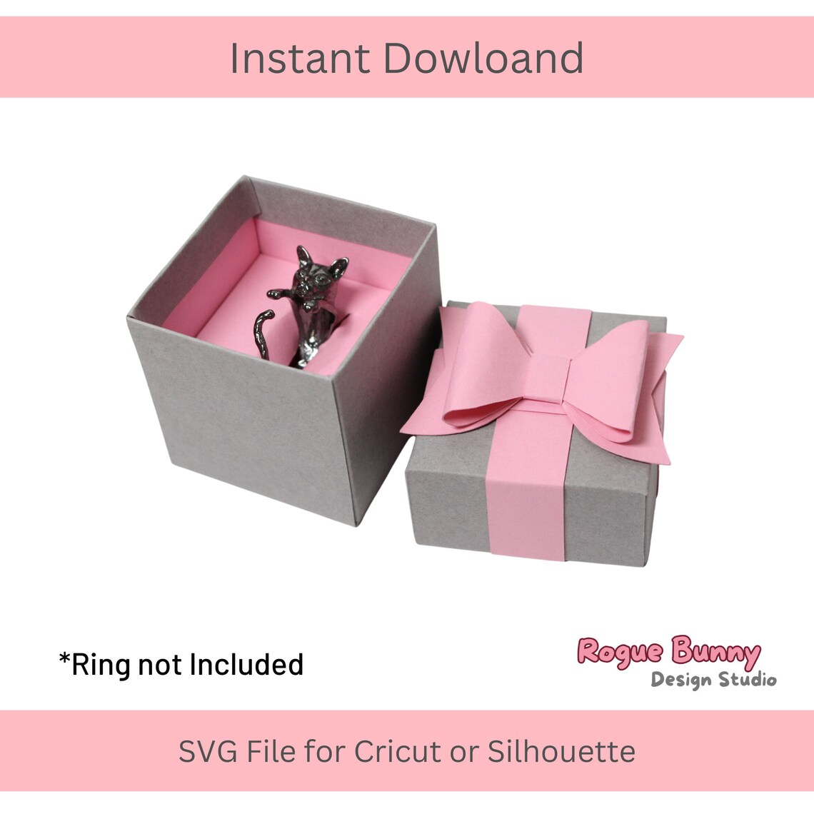 Ring Box Template / Paper Gift Box With Bow/ 3D Cricut SVG File ...