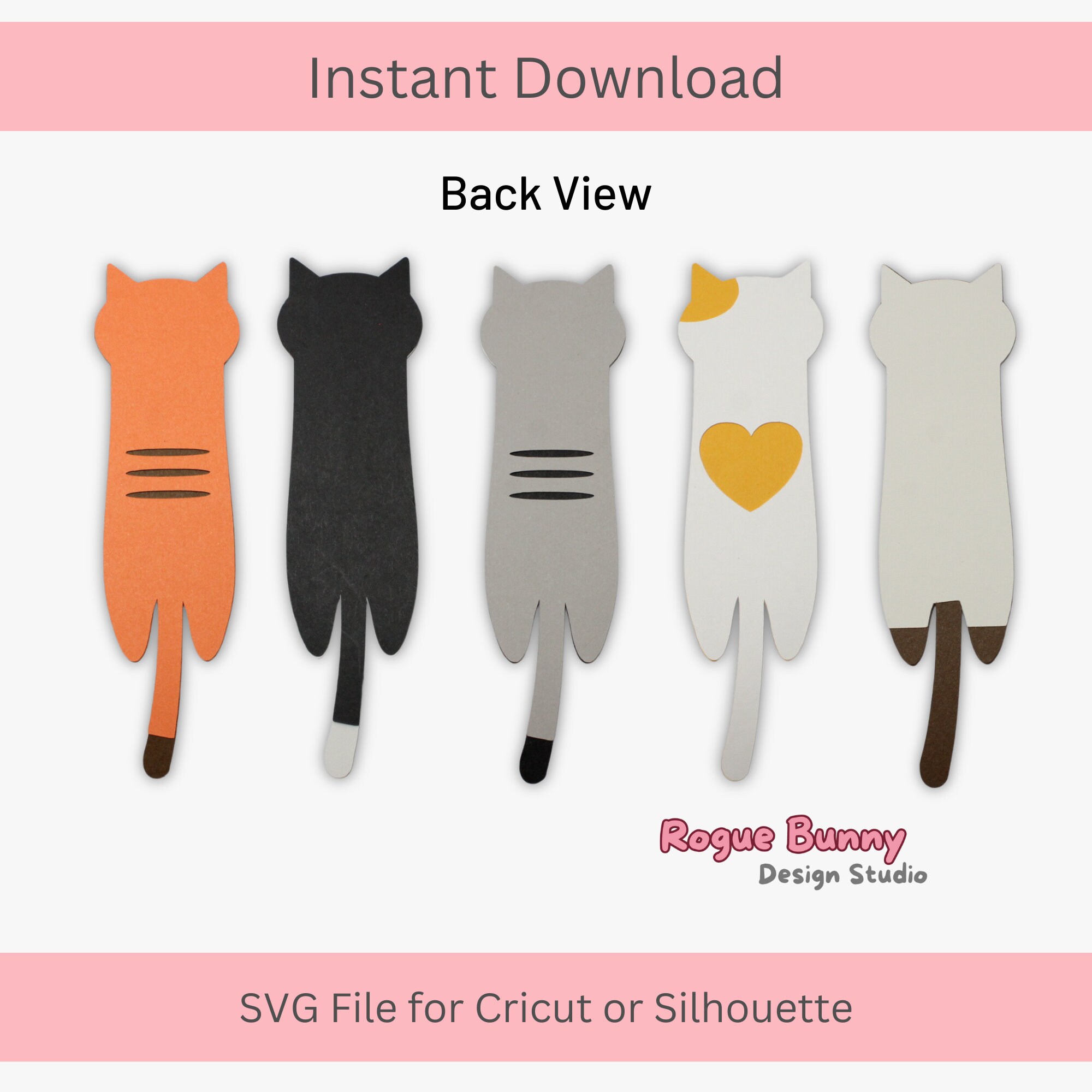 5 Cats Bookmark SVG File Bundle/ Papercraft / Cricut Project - Etsy