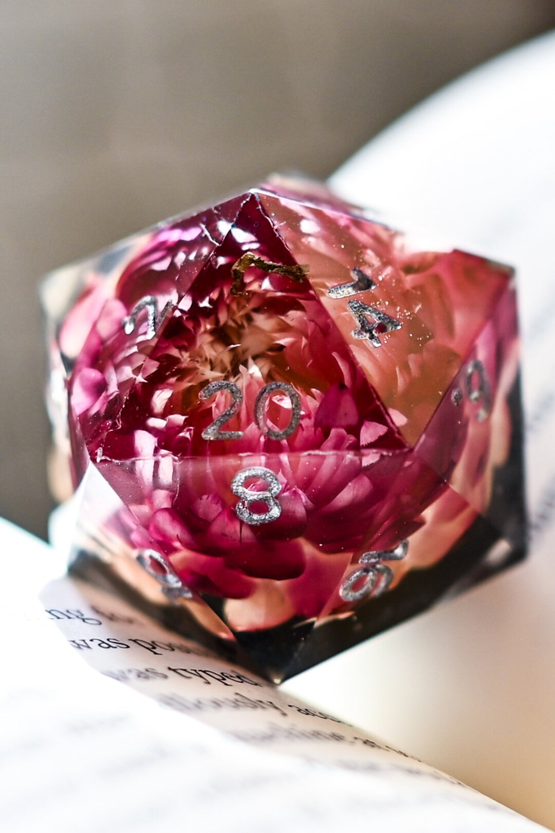 Pink/purple Flower Insert Chunky D20 - Etsy