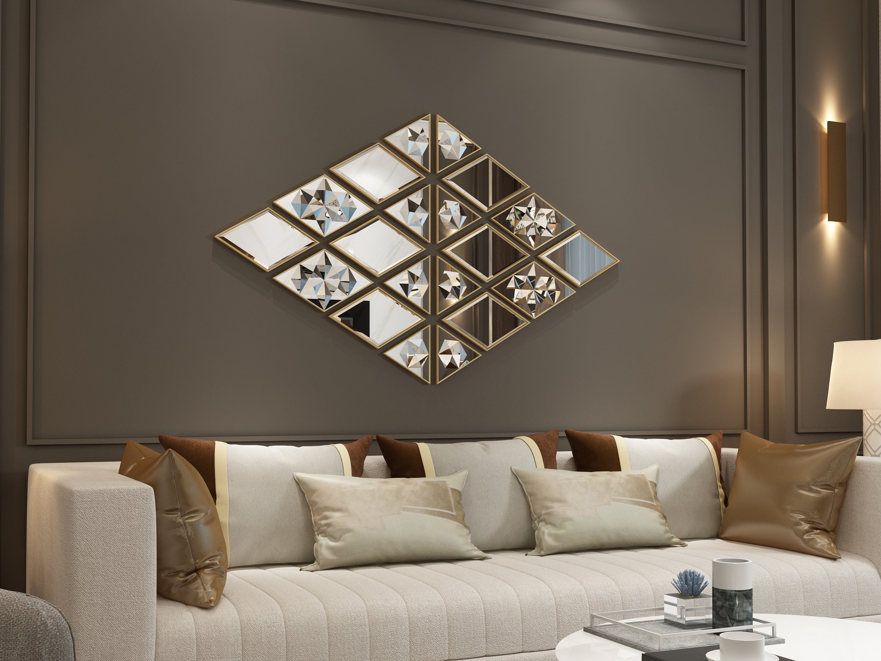 Geometric Wall Mirror, Living Room Mirror, Wall Decor, Vanity Mirror ...