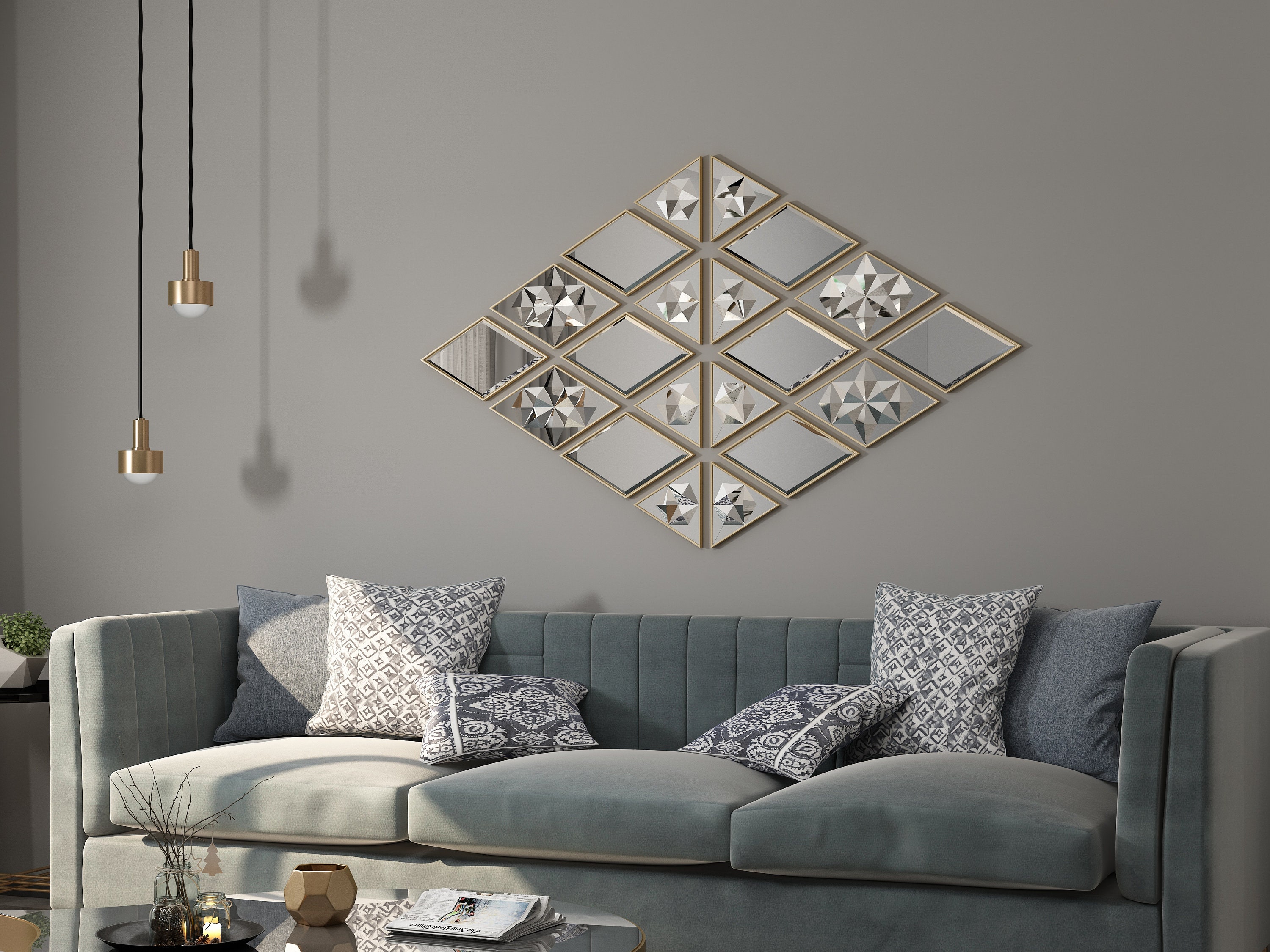 Geometric Wall Mirror, Living Room Mirror, Wall Decor, Vanity Mirror ...