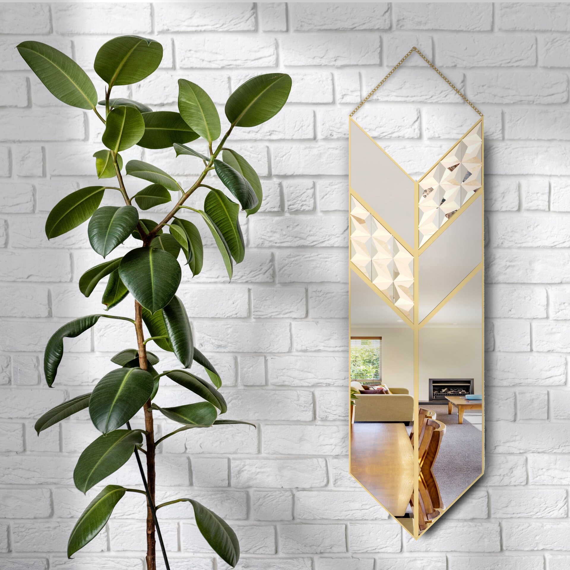 Mirror Wall, Arrow Shape Mirror, Vanity Mirror, Irregular Mirror, Gold ...