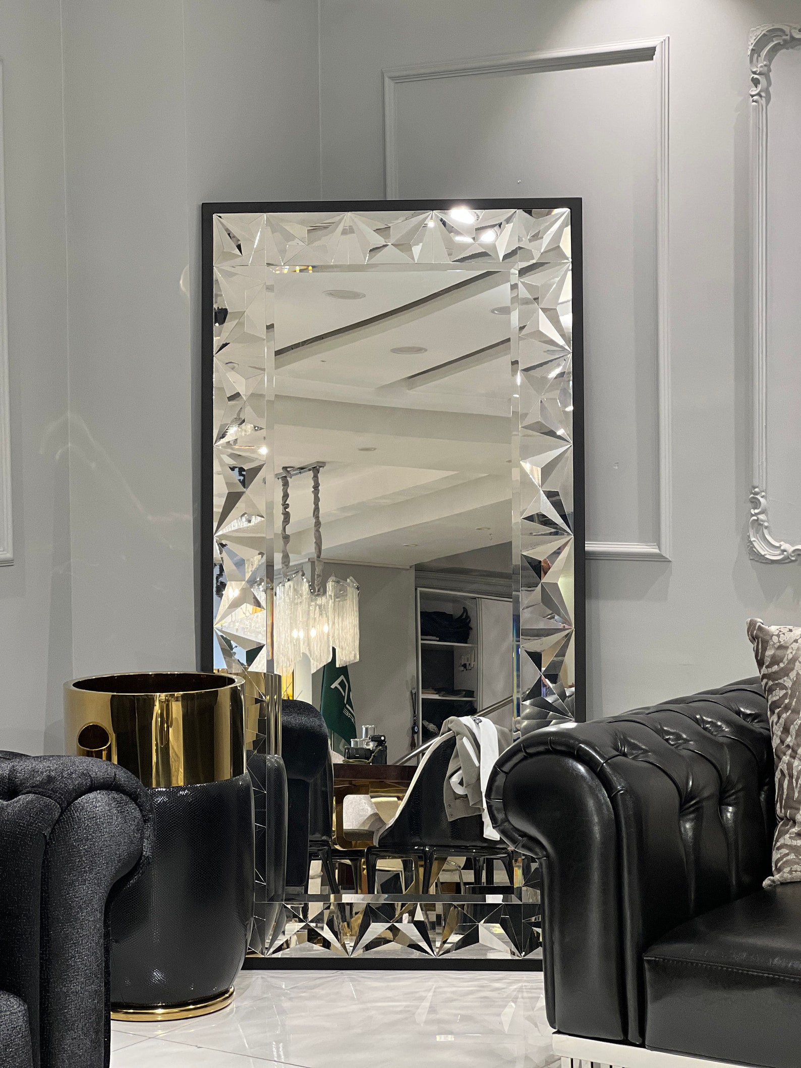 Boho Full Length Floor Mirror for Elegant Homes Bespoke Art Dec, One-of ...