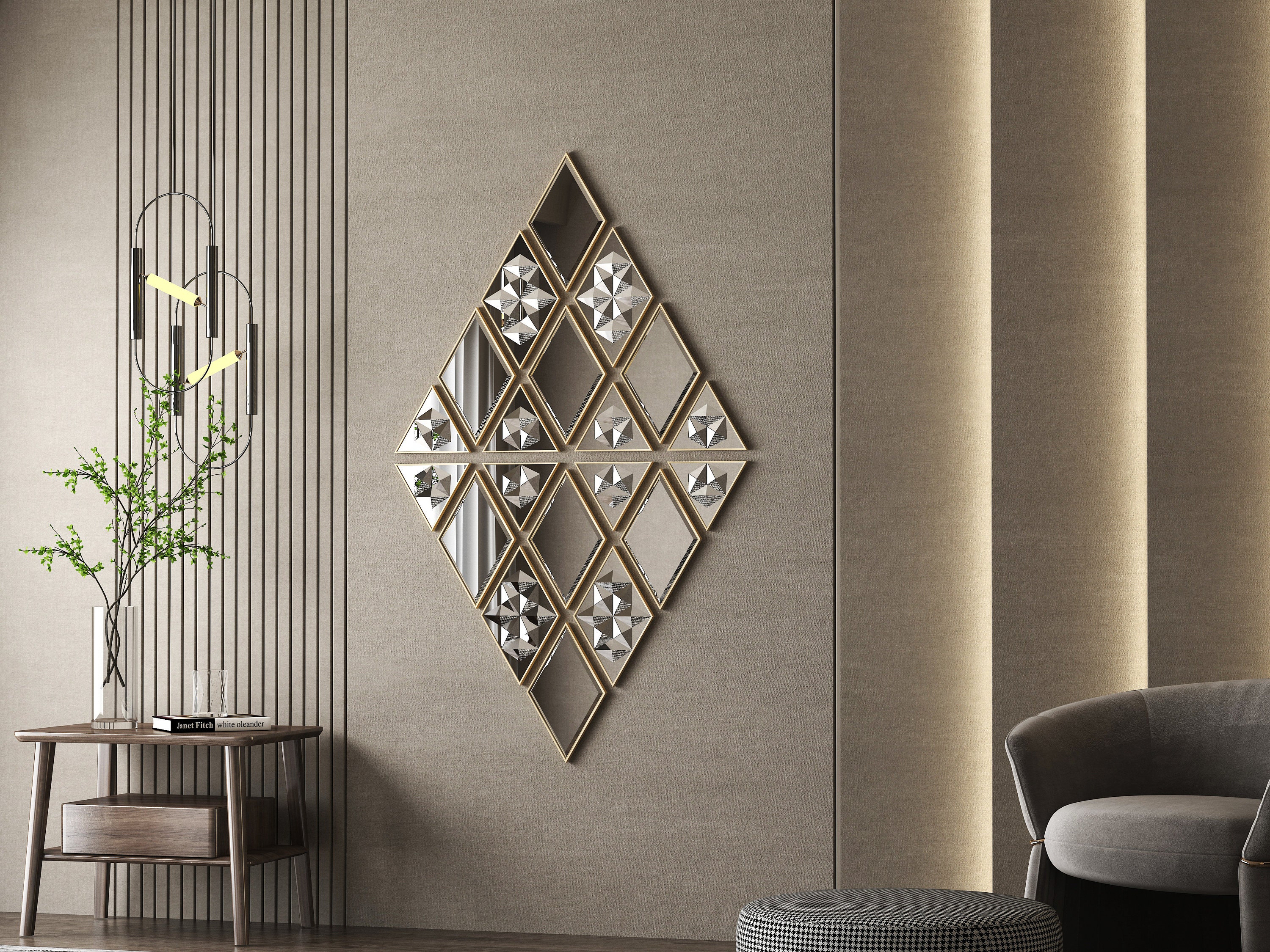 Geometric Wall Mirror, Living Room Mirror, Wall Decor, Vanity Mirror ...