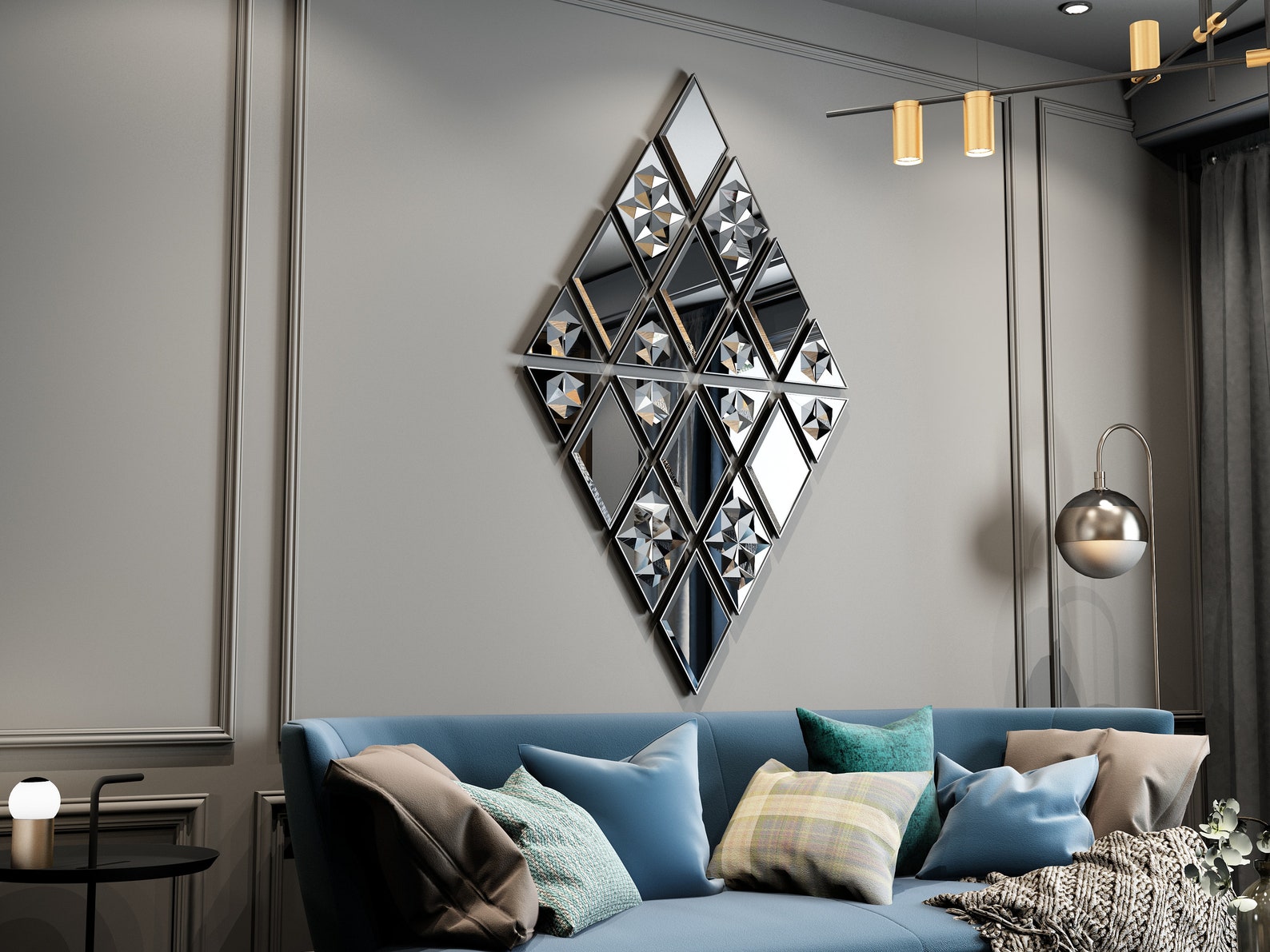 Geometric Wall Mirror, Living Room Mirror, Wall Decor, Vanity Mirror ...