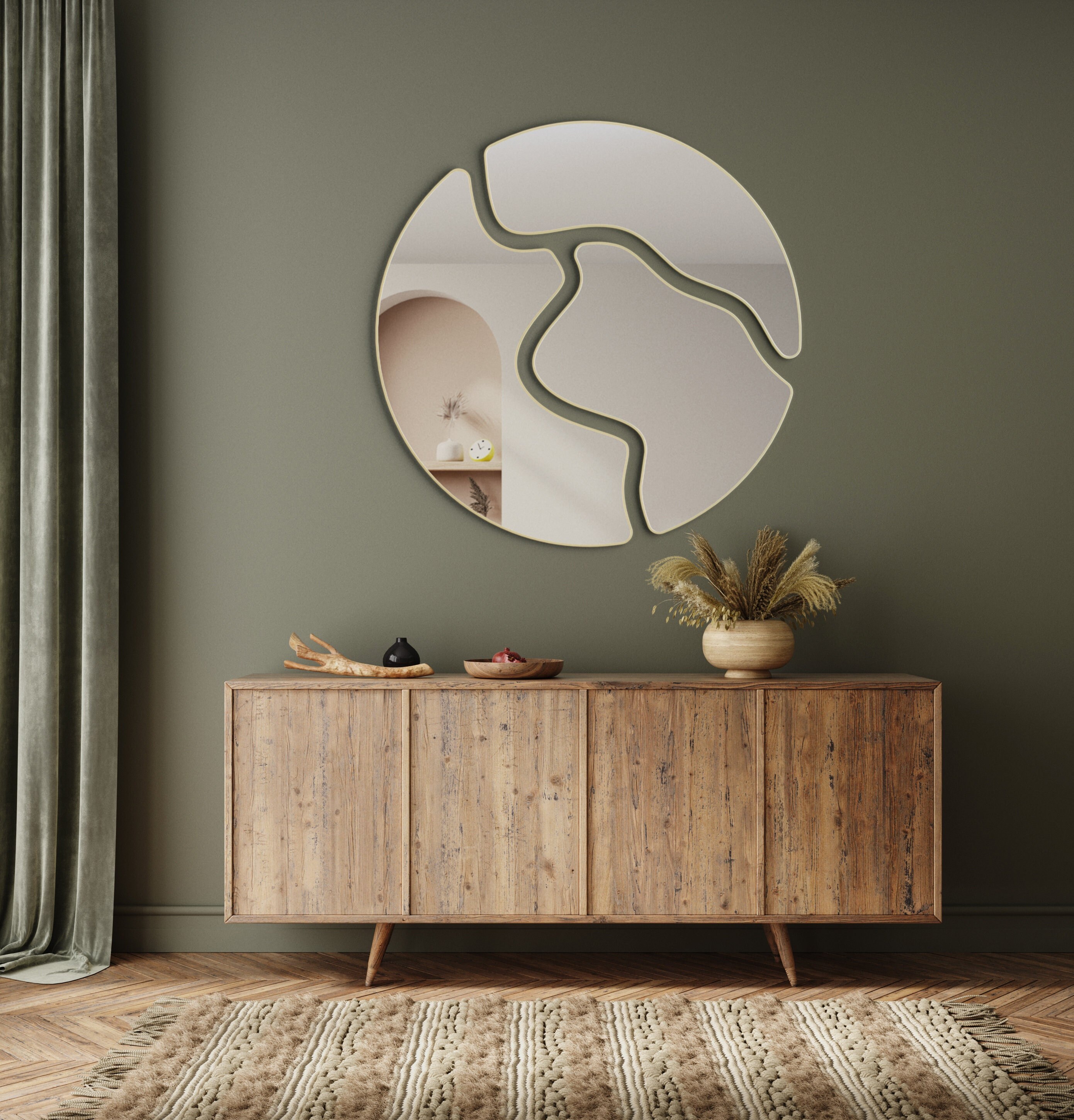 Unique Mirror, Hanging Wall Mount Mirror, Gold/custom Mirror, Unusual ...