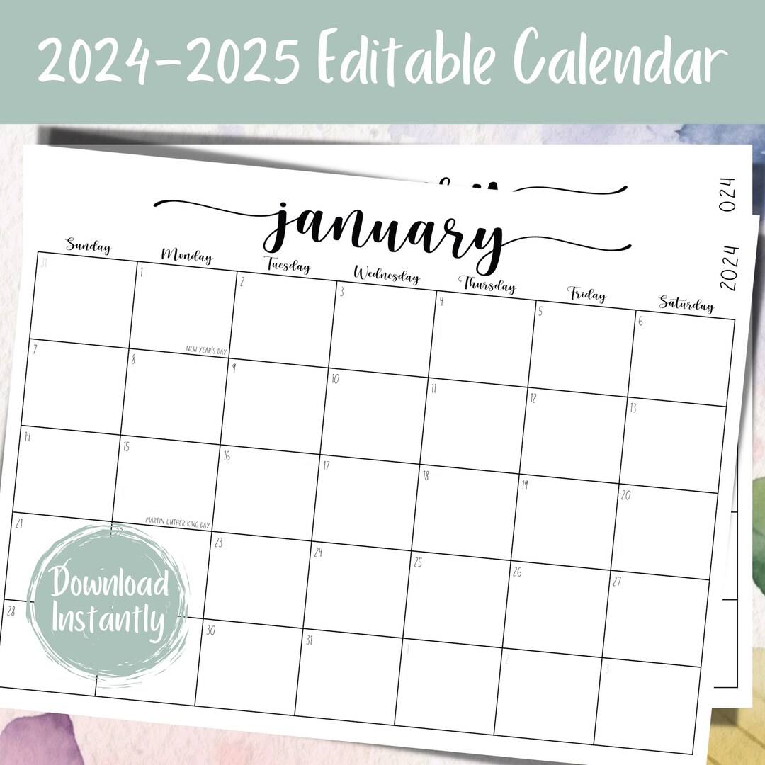2024 and 2025 Printable Calendar Calendar Editable - Etsy