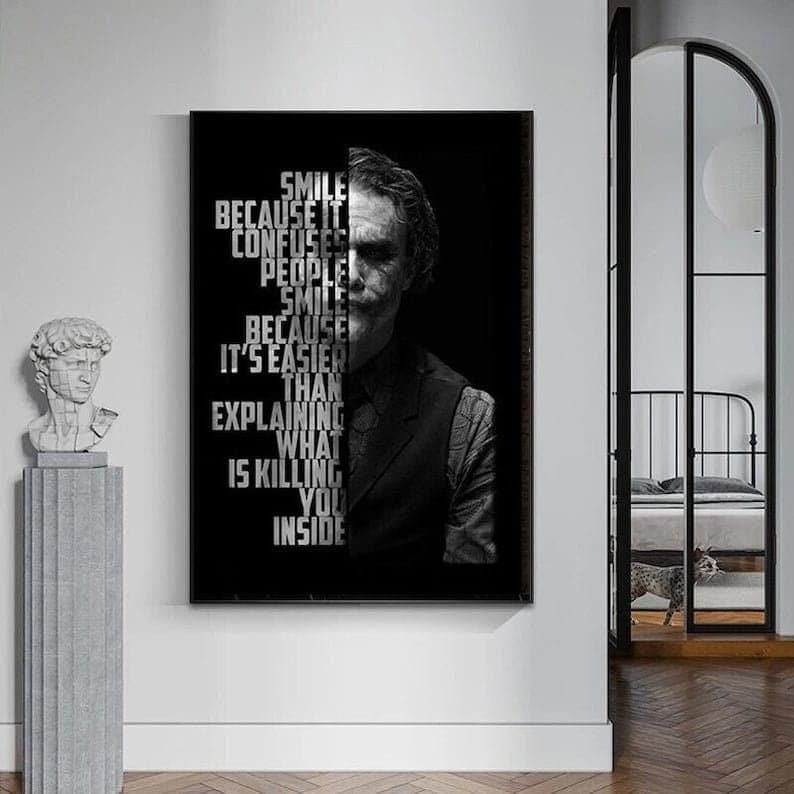 The Joker Inspirational Typography Success Quotes Black White Poster ...