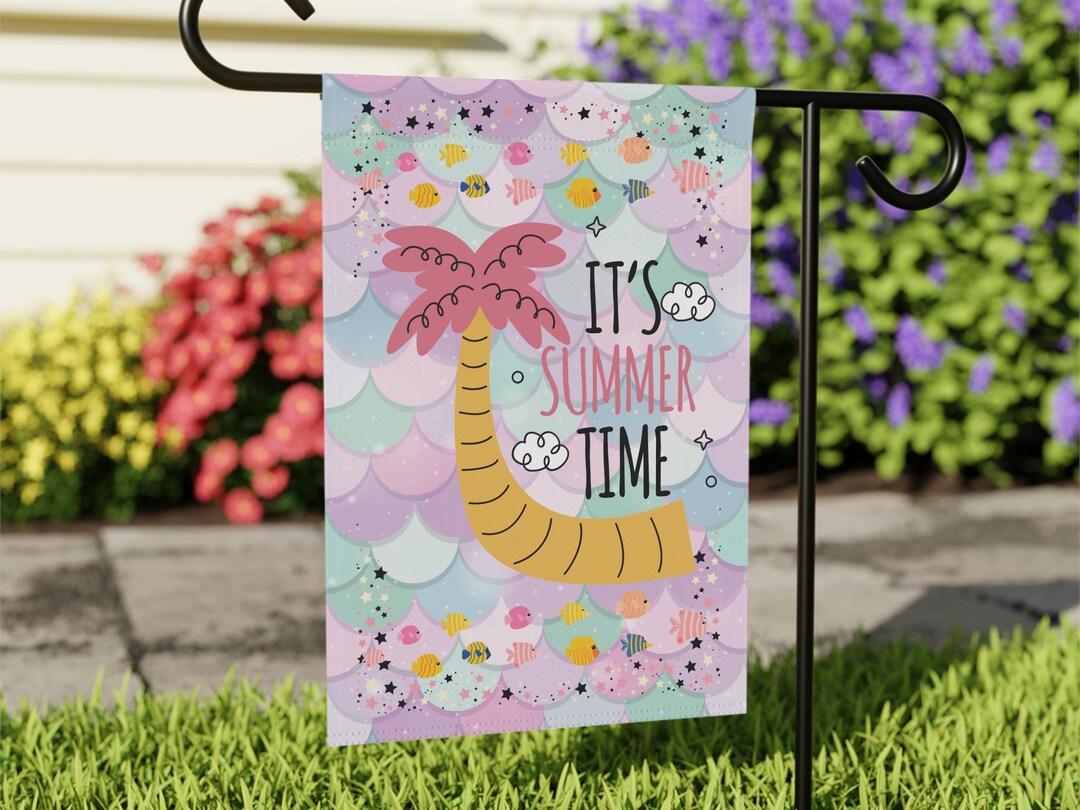 Summer Yard Flag, Summer Flag, Fish Yard Flag, Tropical Yard Flag, Palm ...