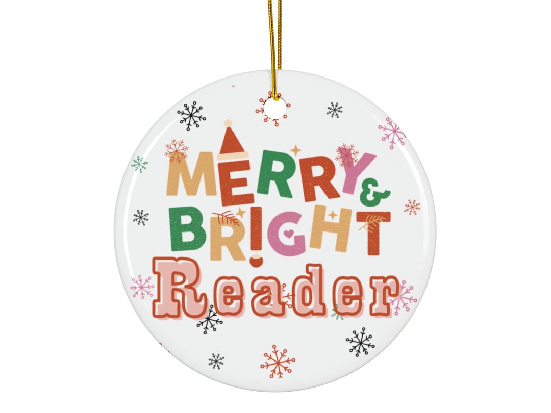 Merry and Bright, Reader Ornament, Reader Ornaments, Book Reader Ornaments, Book Ornament, Book ...