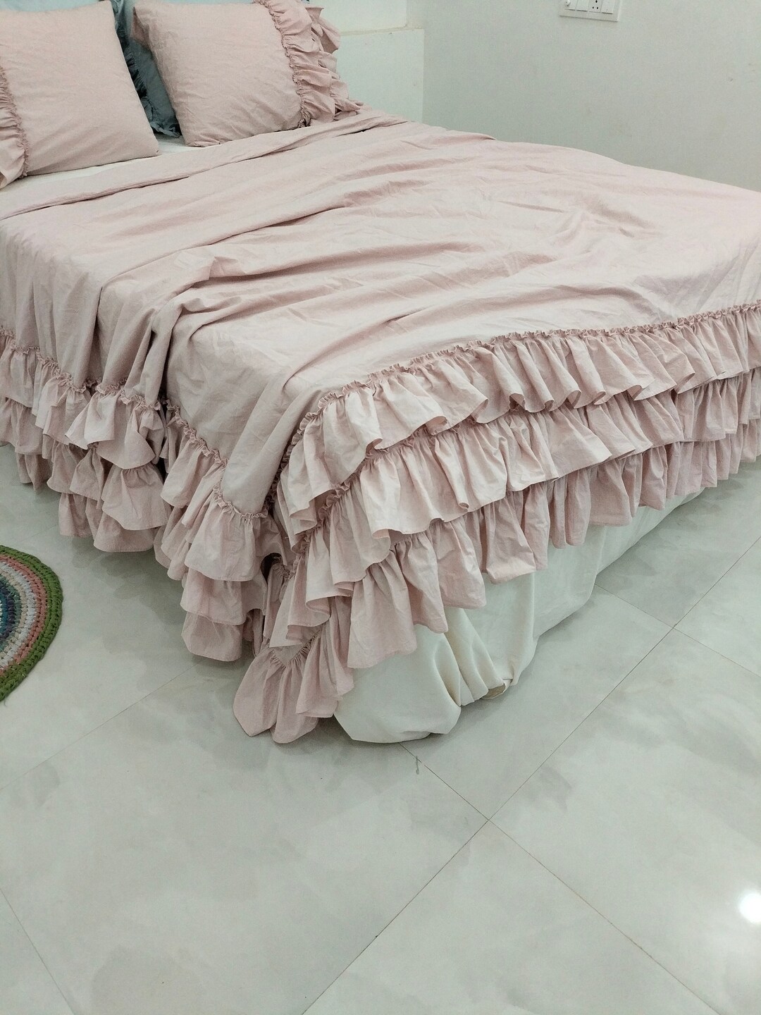 Linen Ruffle Duvet Cover/ruffled Bedding/100% Washed French Style Linen ...