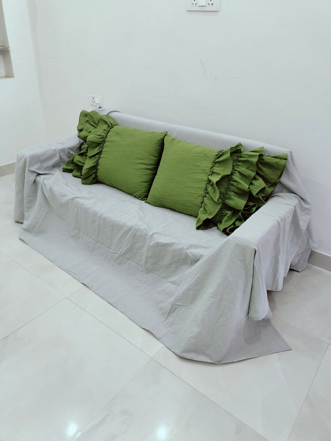 Linen Couch Cover. Natural Sofa Cover. Linen Bedspread. Linen Drop ...