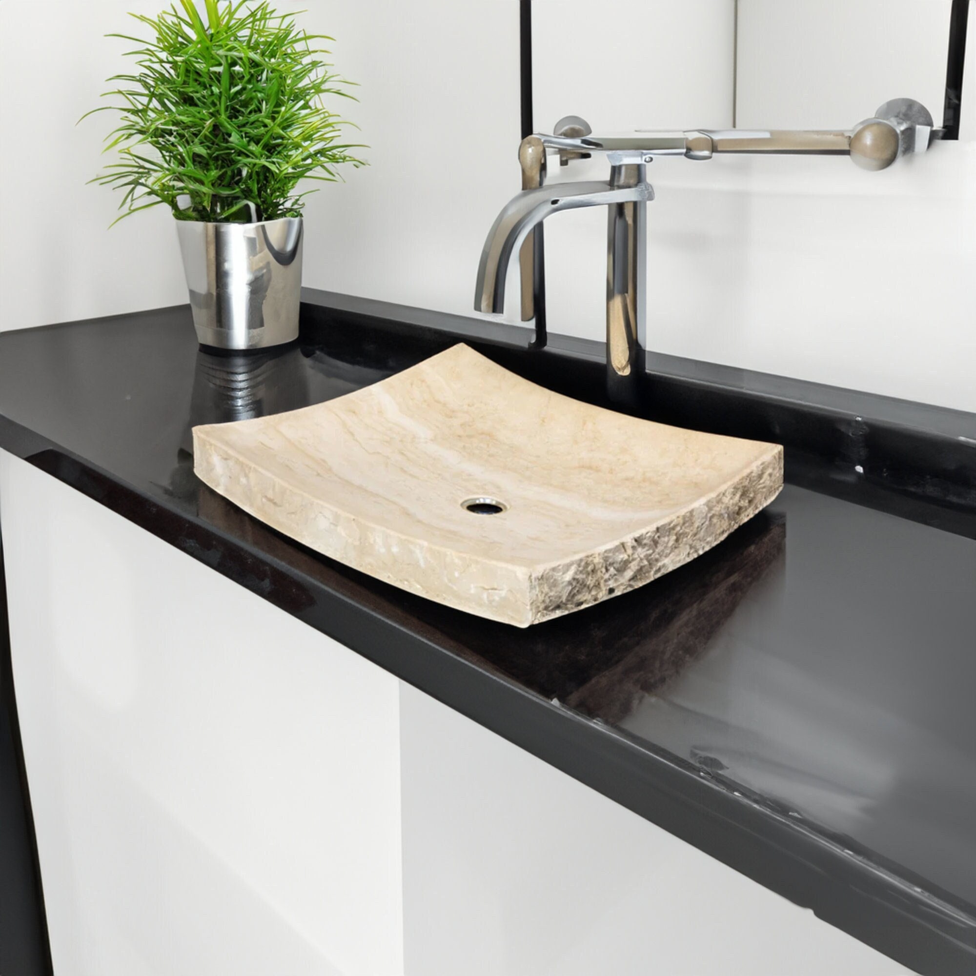 Natural Stone Light Travertine Sink Travertine Bathroom Sink - Etsy