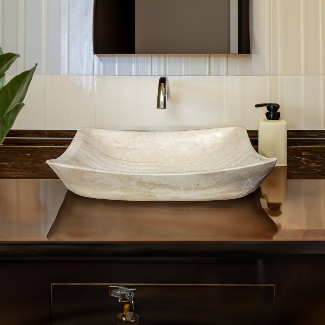 Travertine Natural Stone Bathroom Sink Travertine Rectangular - Etsy