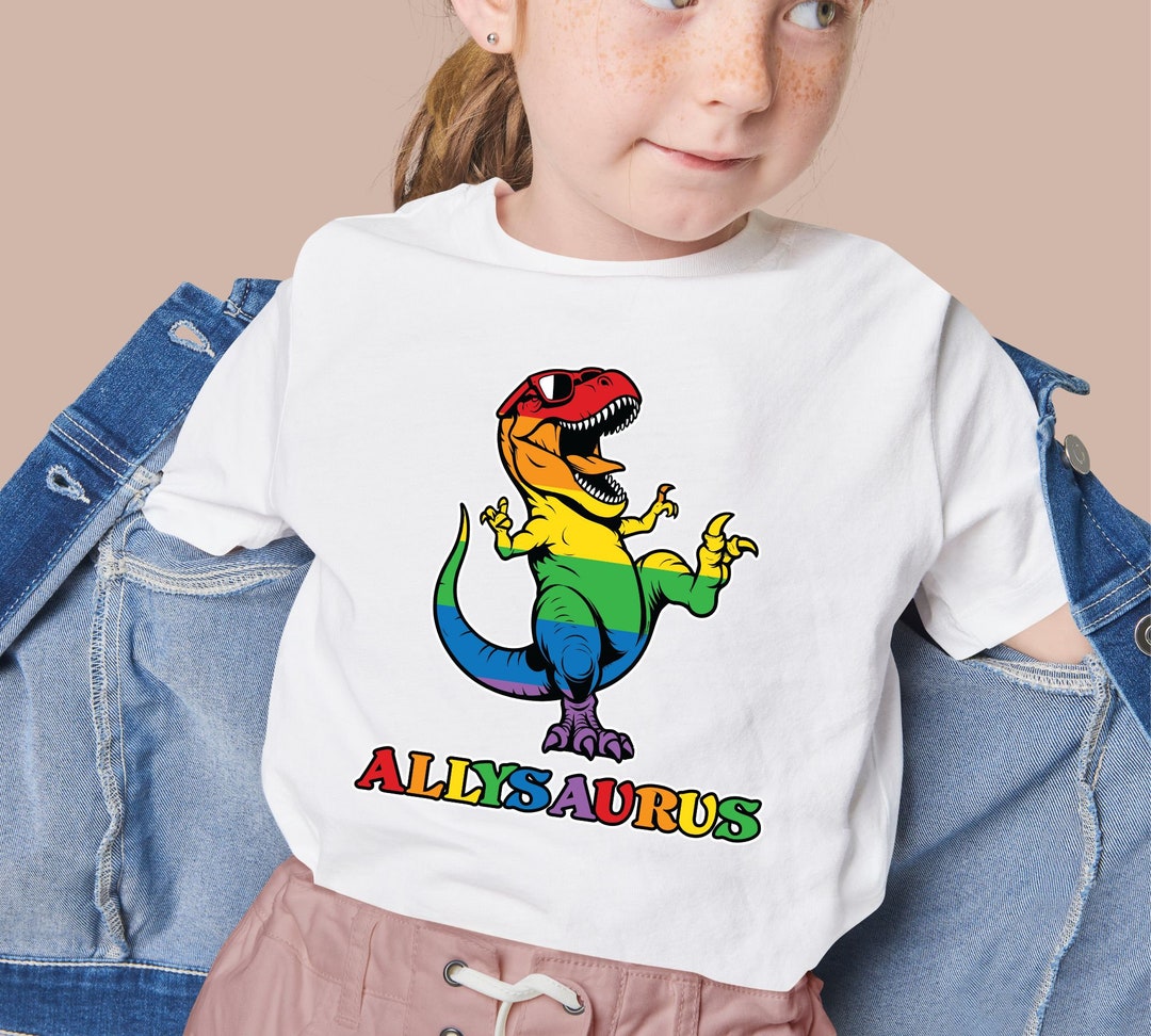 Allysaurus Shirt, LGBTQ Ally Dinosaur Shirt, Pride Month Lesbian Gay ...