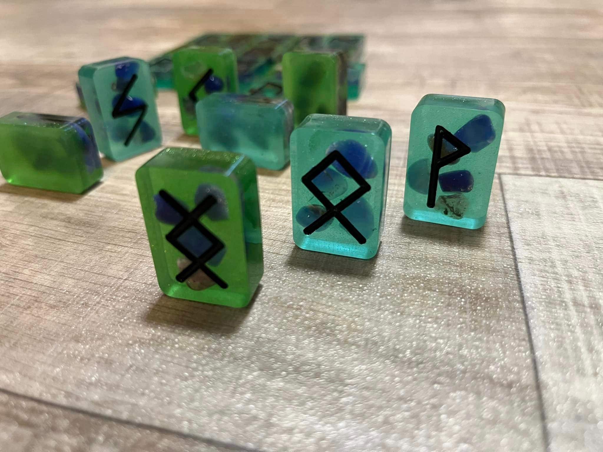 Elder Futhark Resin Rune Set Bottle Green, Matt Sea Glass Effect ...