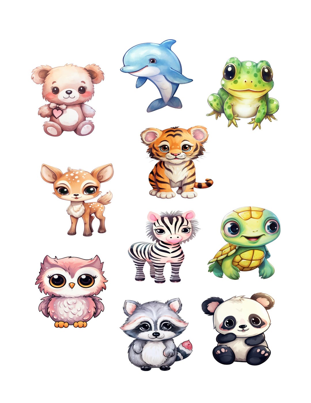 Animal Stickers Png, Teddy Bear, Dolphin, Frog, Deer, Tiger, Owl, Zebra ...