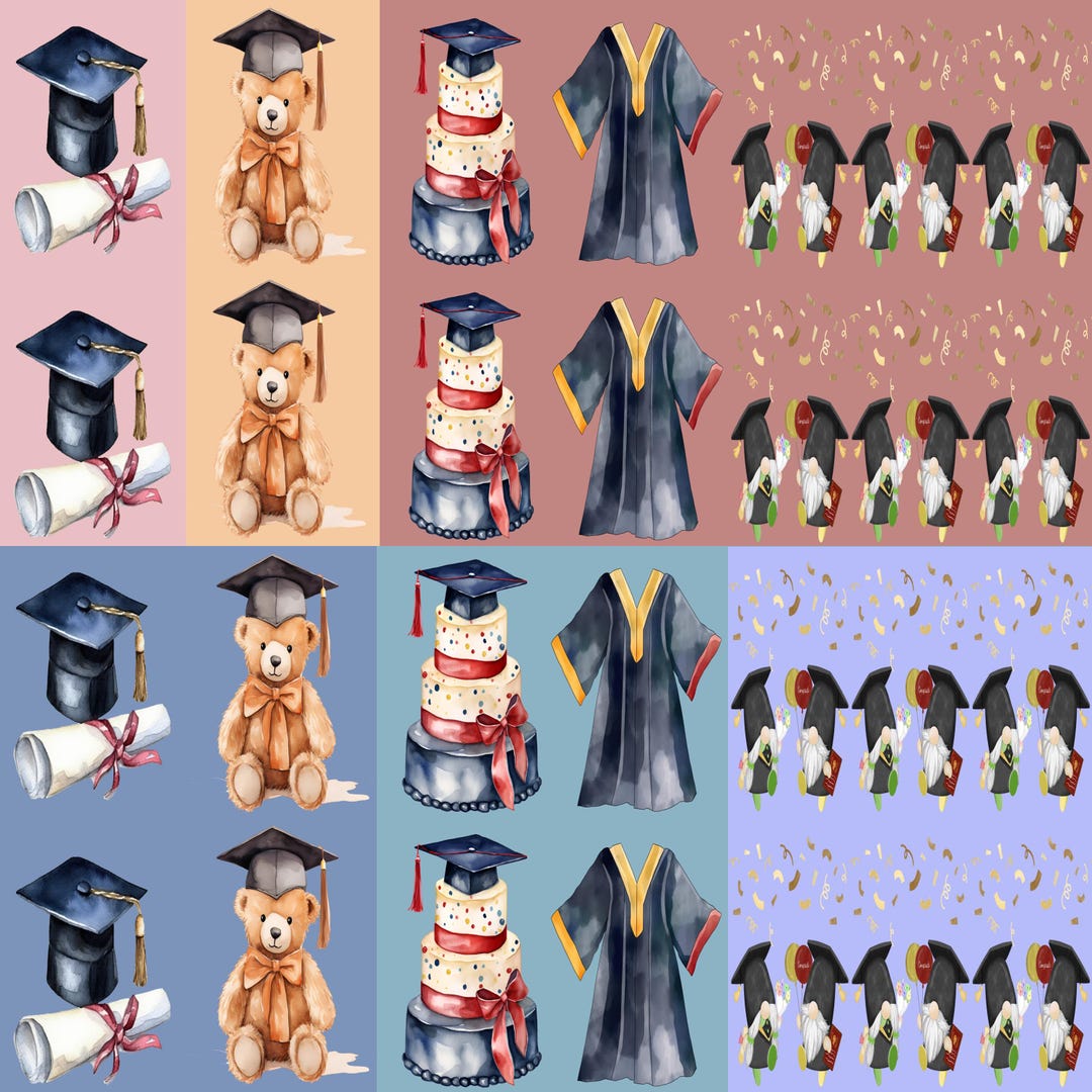 Graduation Digital Paper, Graduation Seamless Patterns, Graduation ...