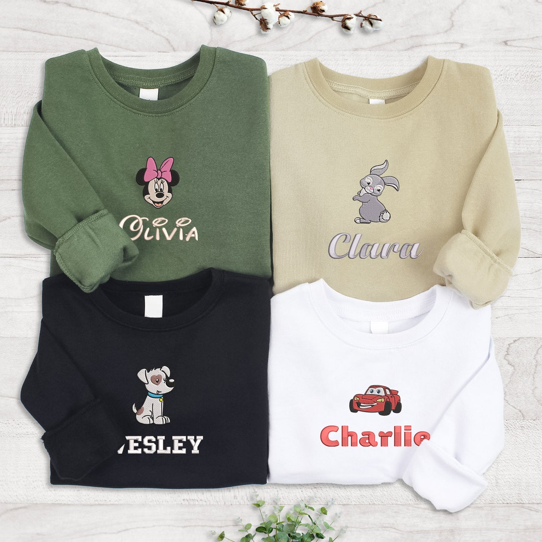 Personalized Embroidered Kids Disney Sweatshirt, Custom Mickey Minnie ...