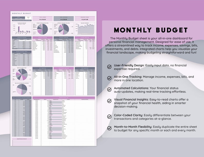EXCEL & GOOGLE Ultimate Monthly Budget Tracker | Savings, Calendar ...