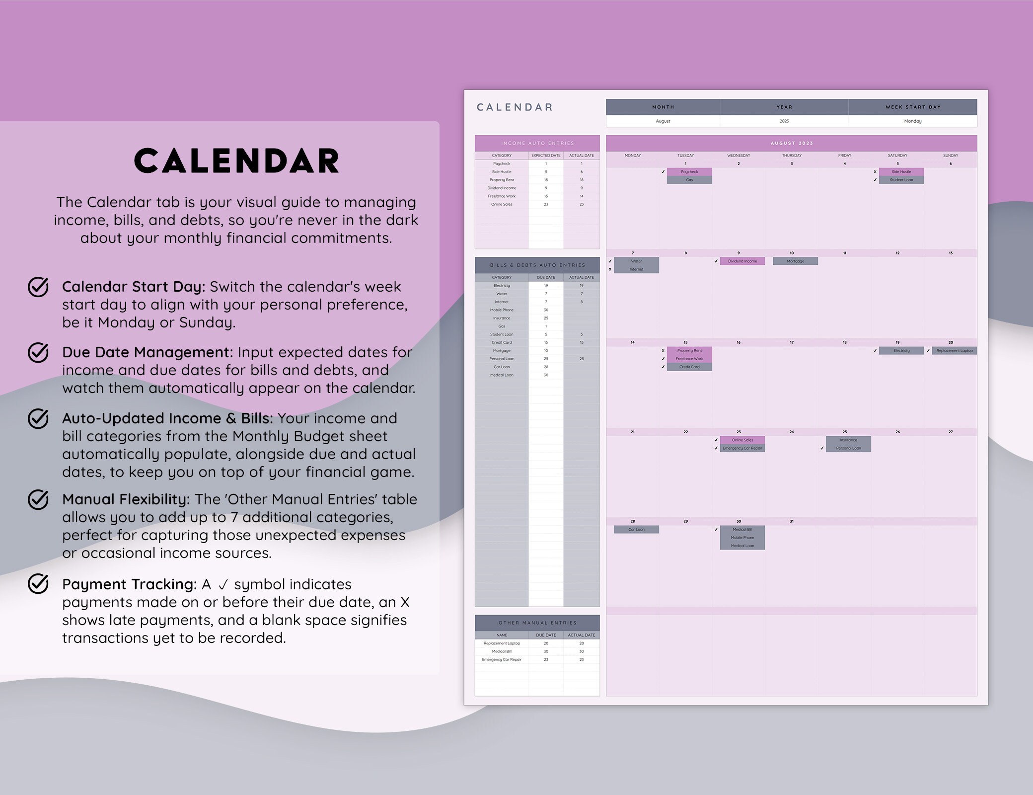 EXCEL & GOOGLE Ultimate Monthly Budget Tracker | Savings, Calendar ...