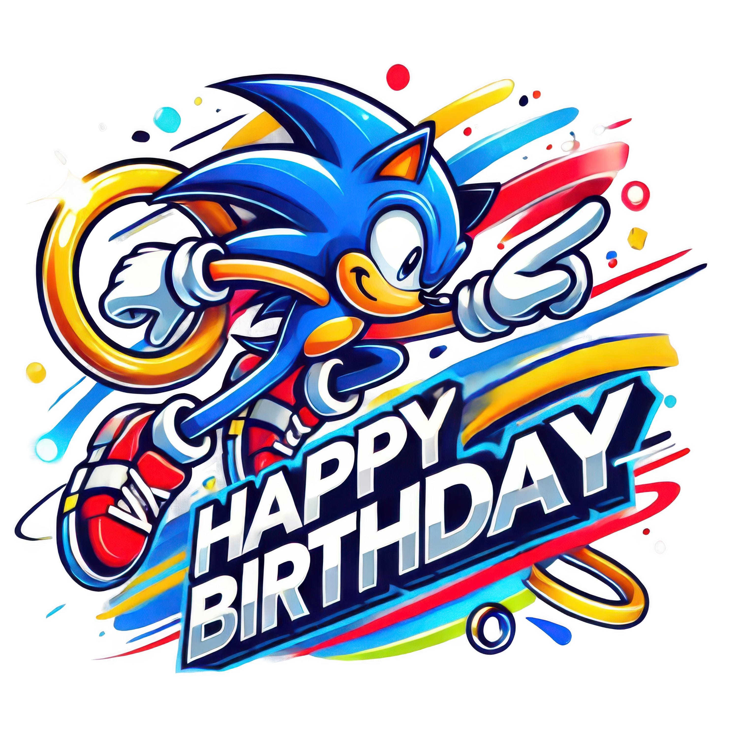 Sonic Happy Birthday, Sonic PNG, Sonic Print, Birthday Sonic Cake ...