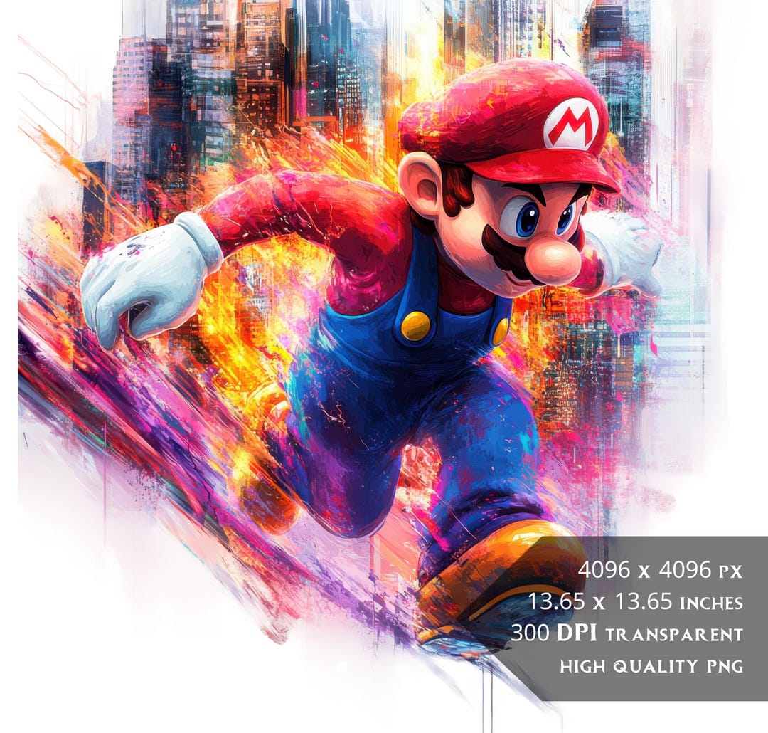 Super Mario Png Mario Svg, Mario Dxf, Mario Print, Mario Watercolor ...