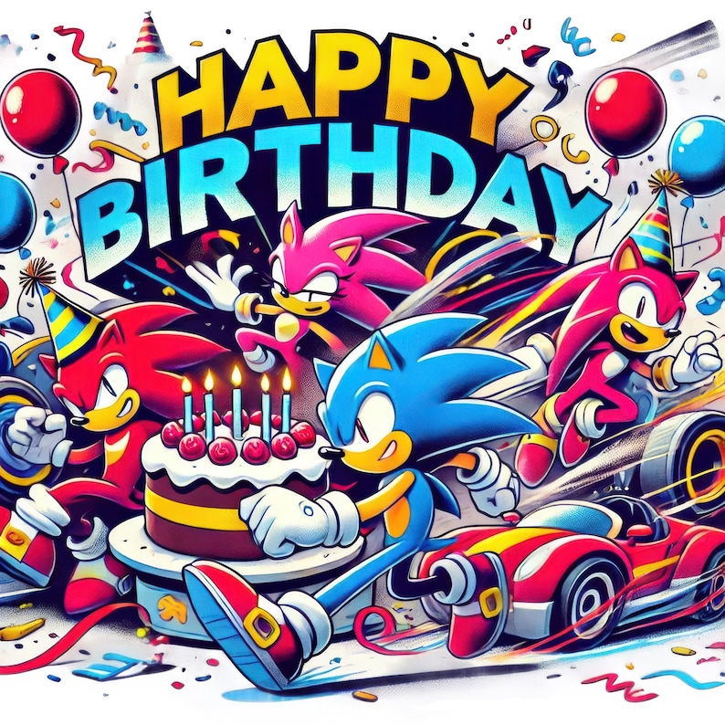Sonic Happy Birthday, Sonic PNG, Sonic Print, Birthday Sonic Cake ...