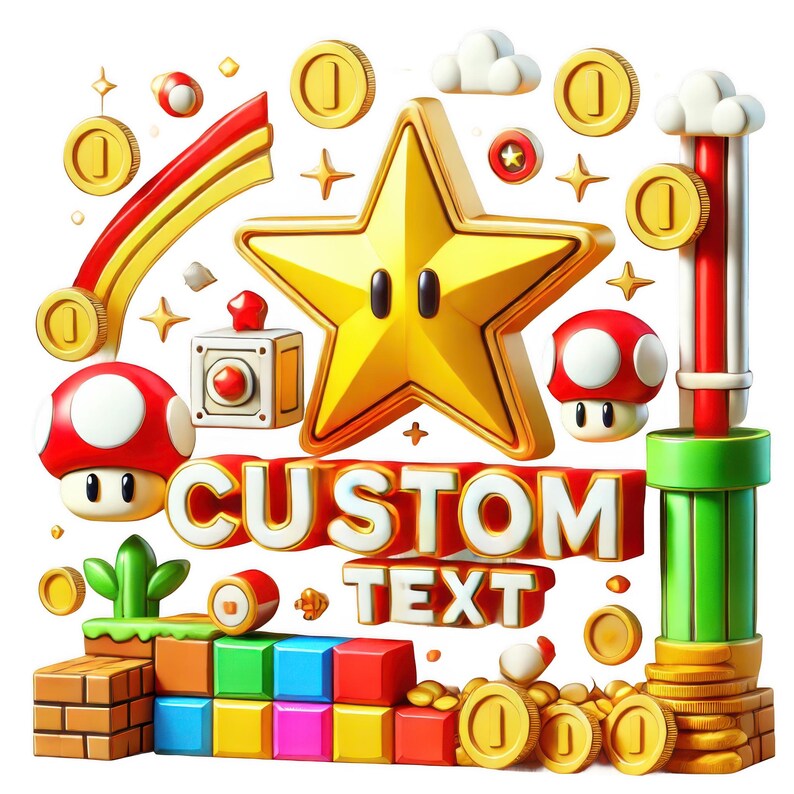 Personalized Mario Name, Custom Mario Text, Personalized Gaming Name ...