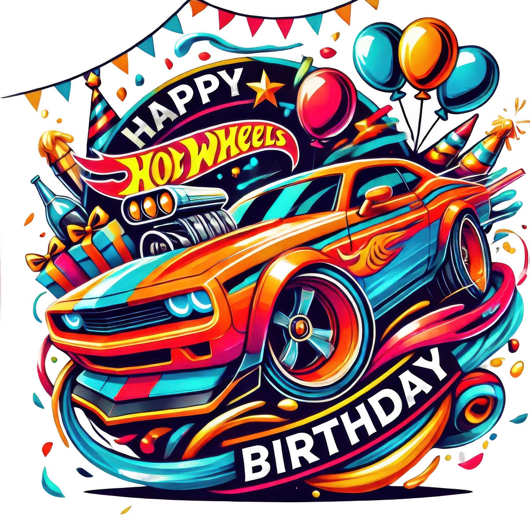 Hot Wheels Happy Birthday, Hot Wheels PNG, Hot Wheels Print, Birthday ...
