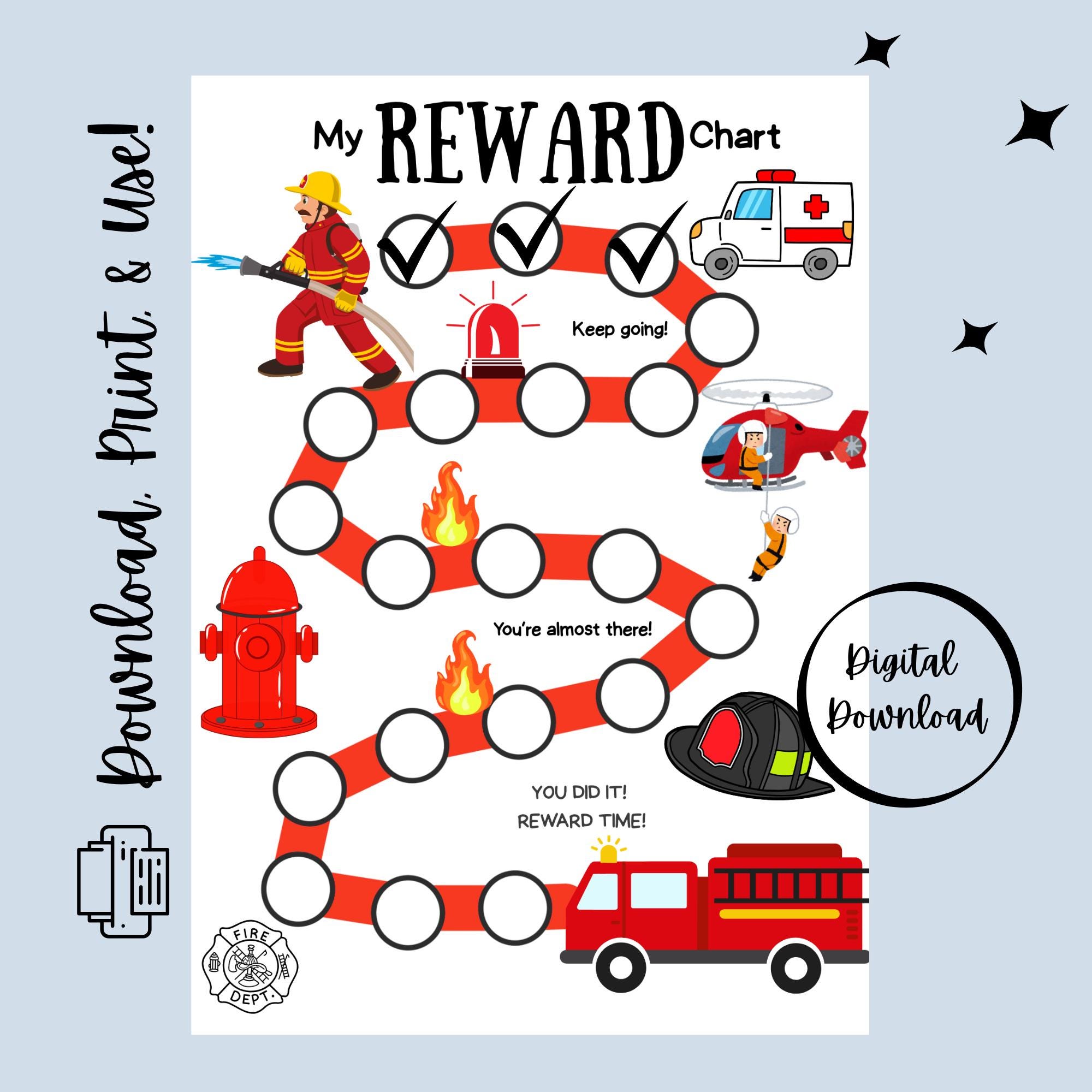 Firefighter Potty Training Chart & Certificate: Fun Toddler Reward (PDF ...