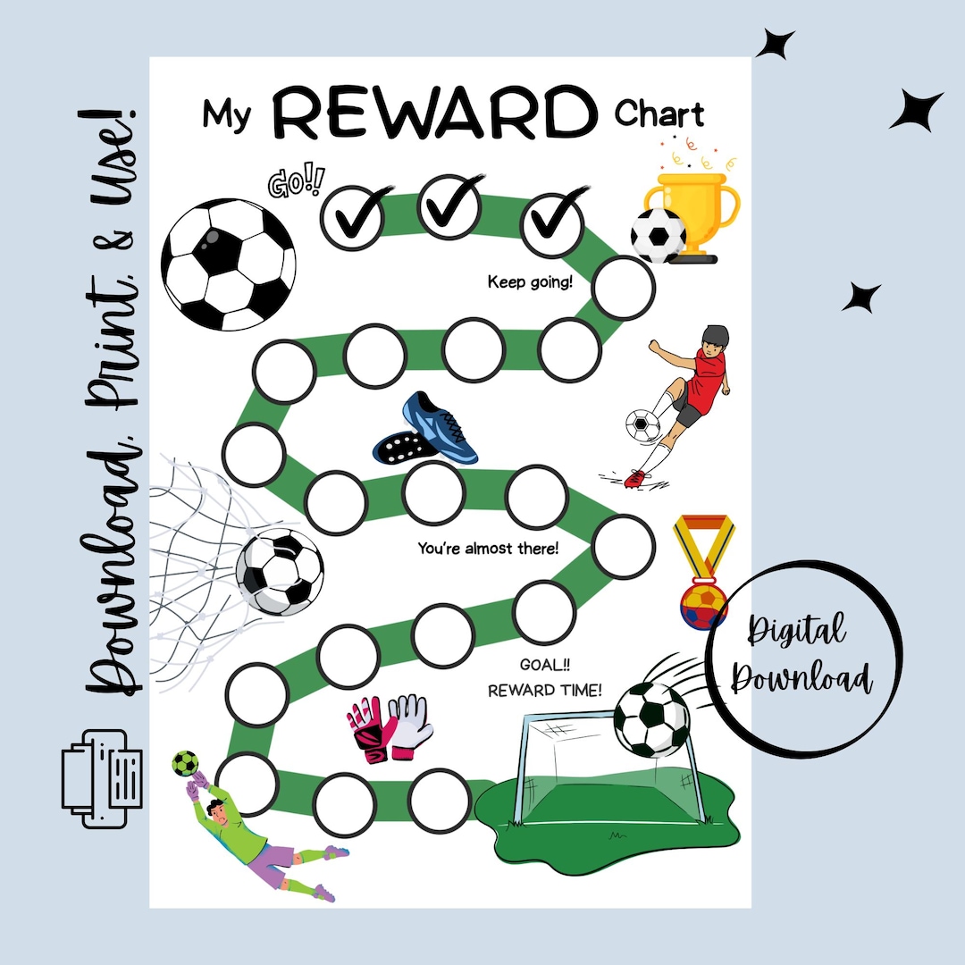 Soccer Reward Chart: Goal Tracker, Behavior Management (digital ...