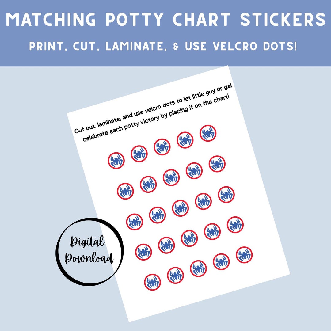 Web Hero Printable Potty Training Sticker Sheet PDF | Reward Chart ...