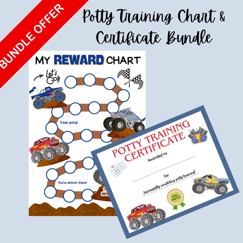 Monster Truck Potty Training Chart: Fun Reward System (instant Download ...