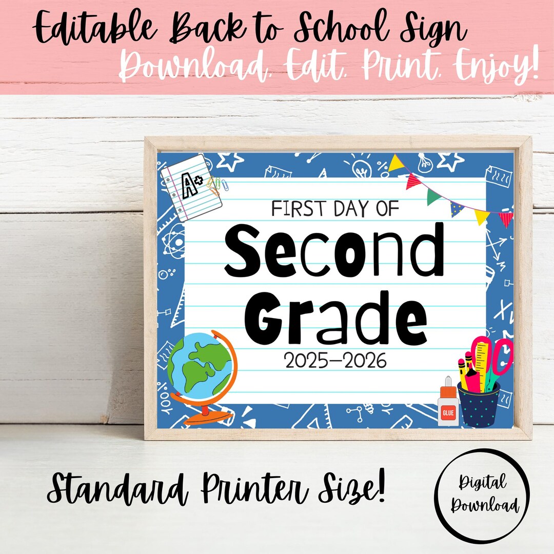 Editable First Day of School Sign | Canva Template | Printable 8.5x11 ...